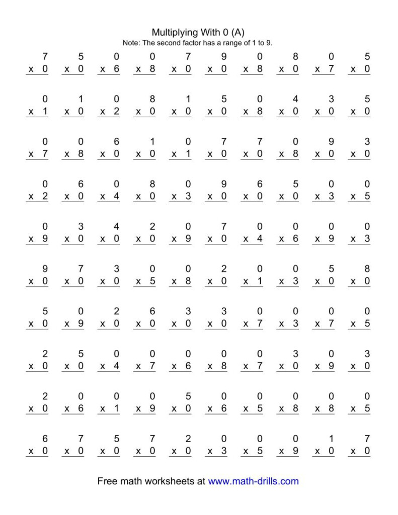 Printable Multiplication Test 0 9 PrintableMultiplication