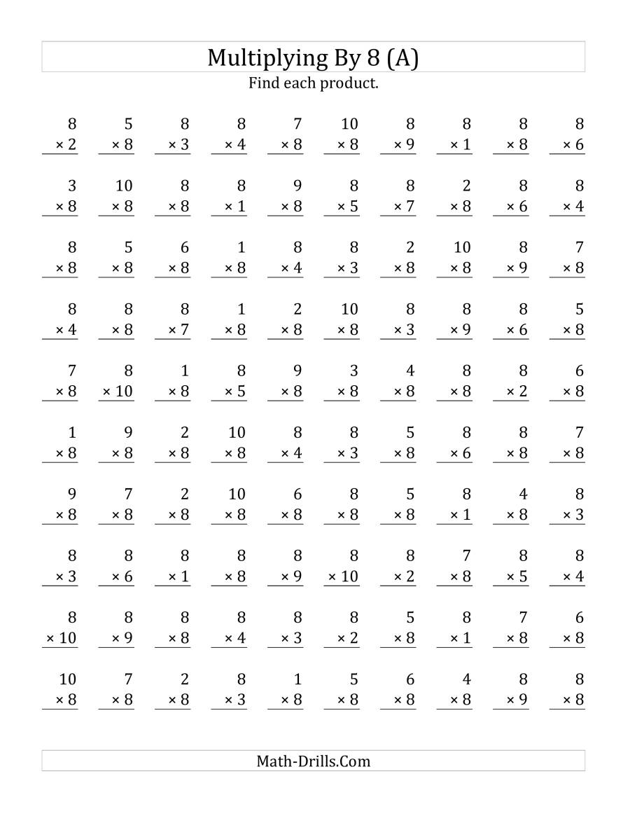 Multiplication Worksheets 8S | PrintableMultiplication.com Multiplication Worksheets 8S | PrintableMultiplication.com