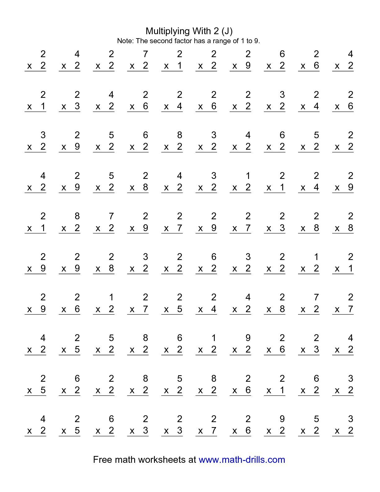 Printable Multiplication Facts 2S PrintableMultiplication