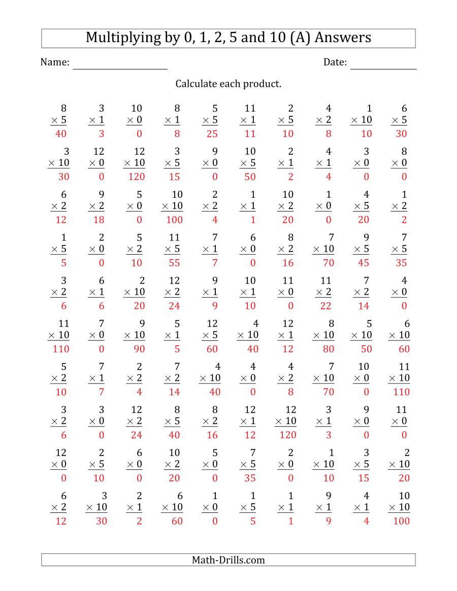 1 10 Multiplication Worksheets